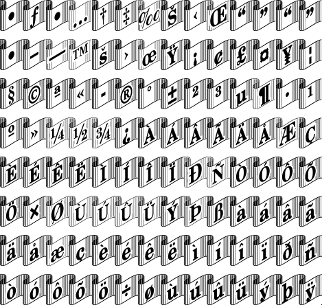 Fonts by Dennis Palumbo, D8, Pennant characters 127-255 HTML format